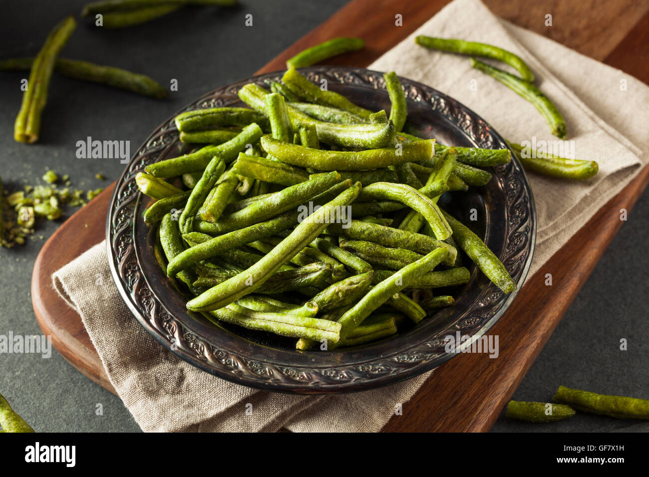 Healthy Nutritious Dehydrated Green Bean Chips for a Snack Stock Photo ...