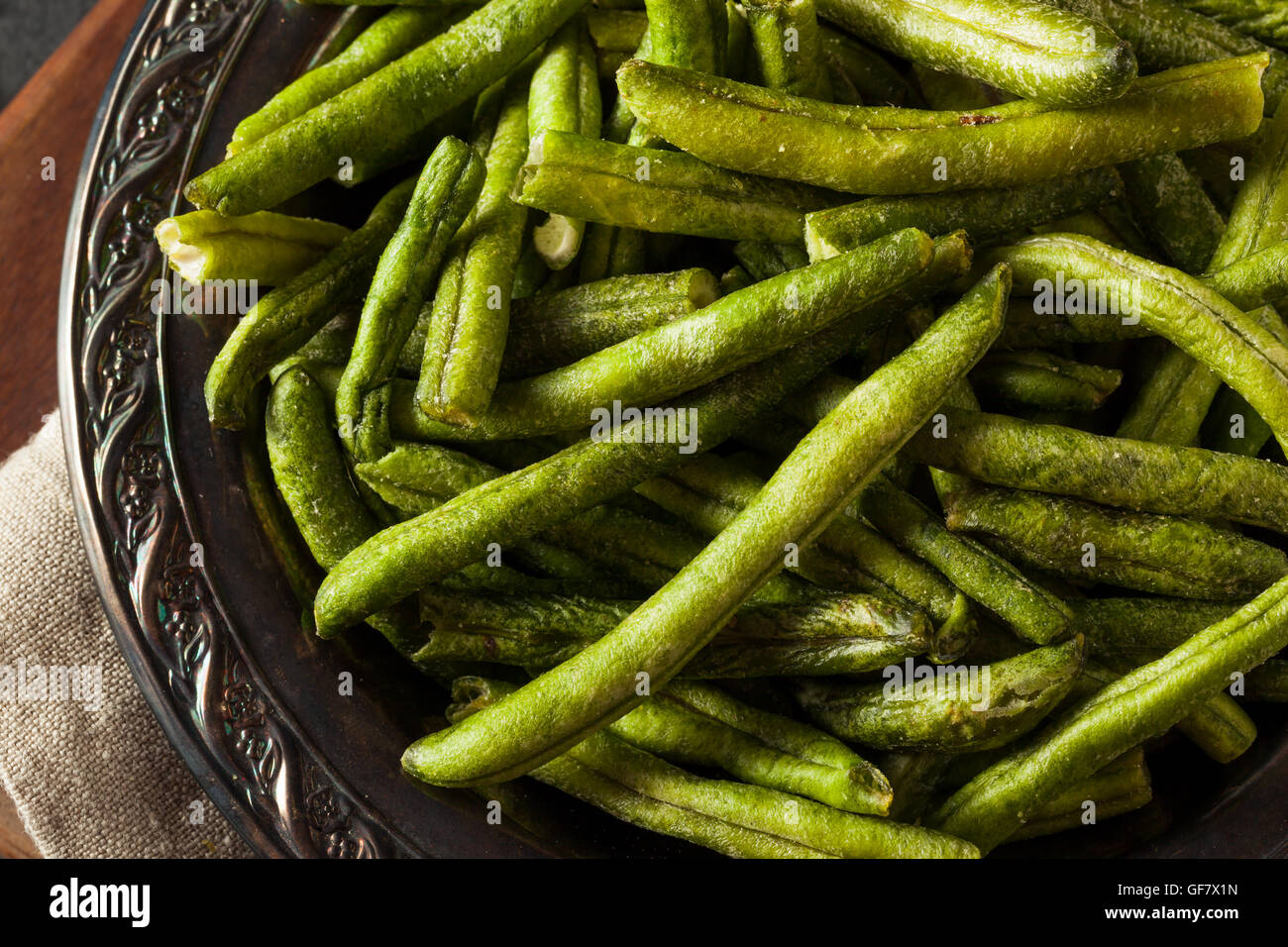 Healthy Nutritious Dehydrated Green Bean Chips for a Snack Stock Photo ...