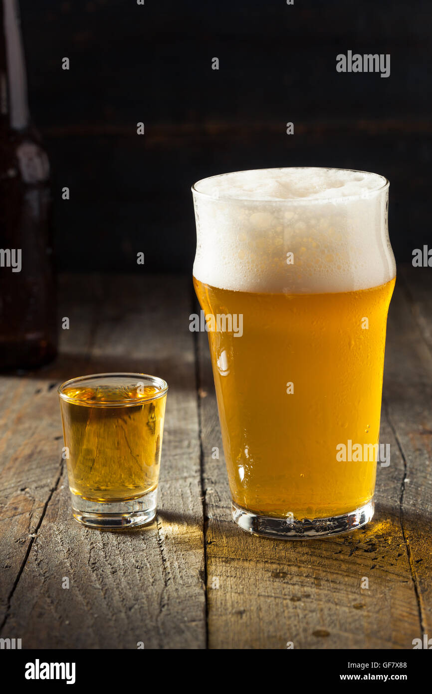 Refreshing Beer and Whiskey Shot Boilermaker Cocktail Drink Stock Photo ...
