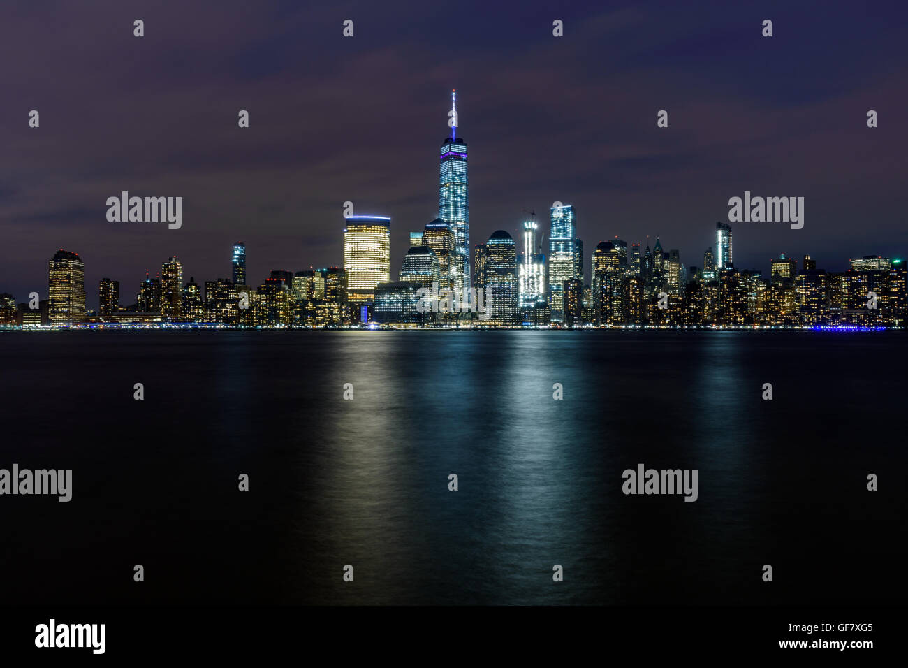 Skyline of New York City, the city of lights - freedom tower Stock ...
