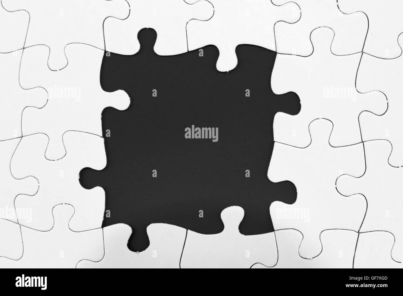 Gap in jigsaw puzzle pieces, copy space Stock Photo - Alamy