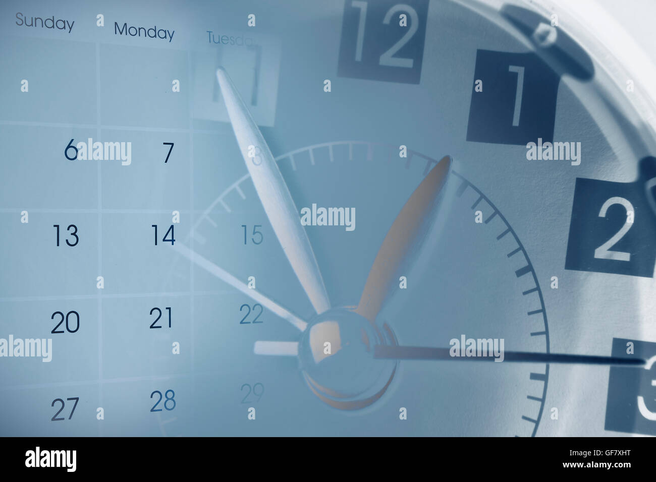 Clock face and calendar composite Stock Photo - Alamy