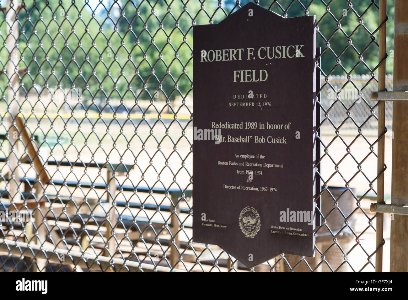 A photograph of a sign for the Baseball field on Boston Common in ...