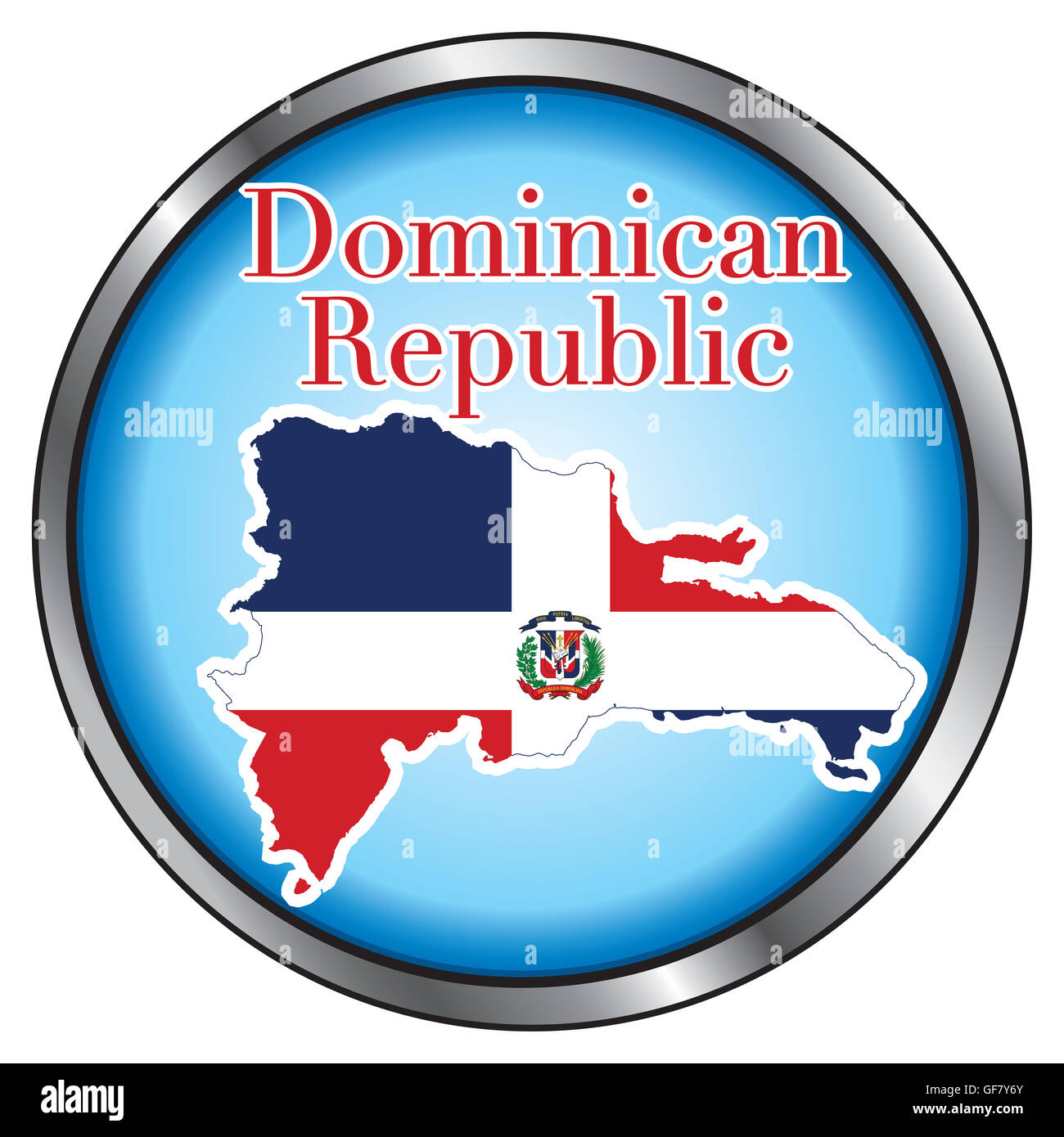 Vector Illustration for Dominican Republic, Round Button Stock Photo ...