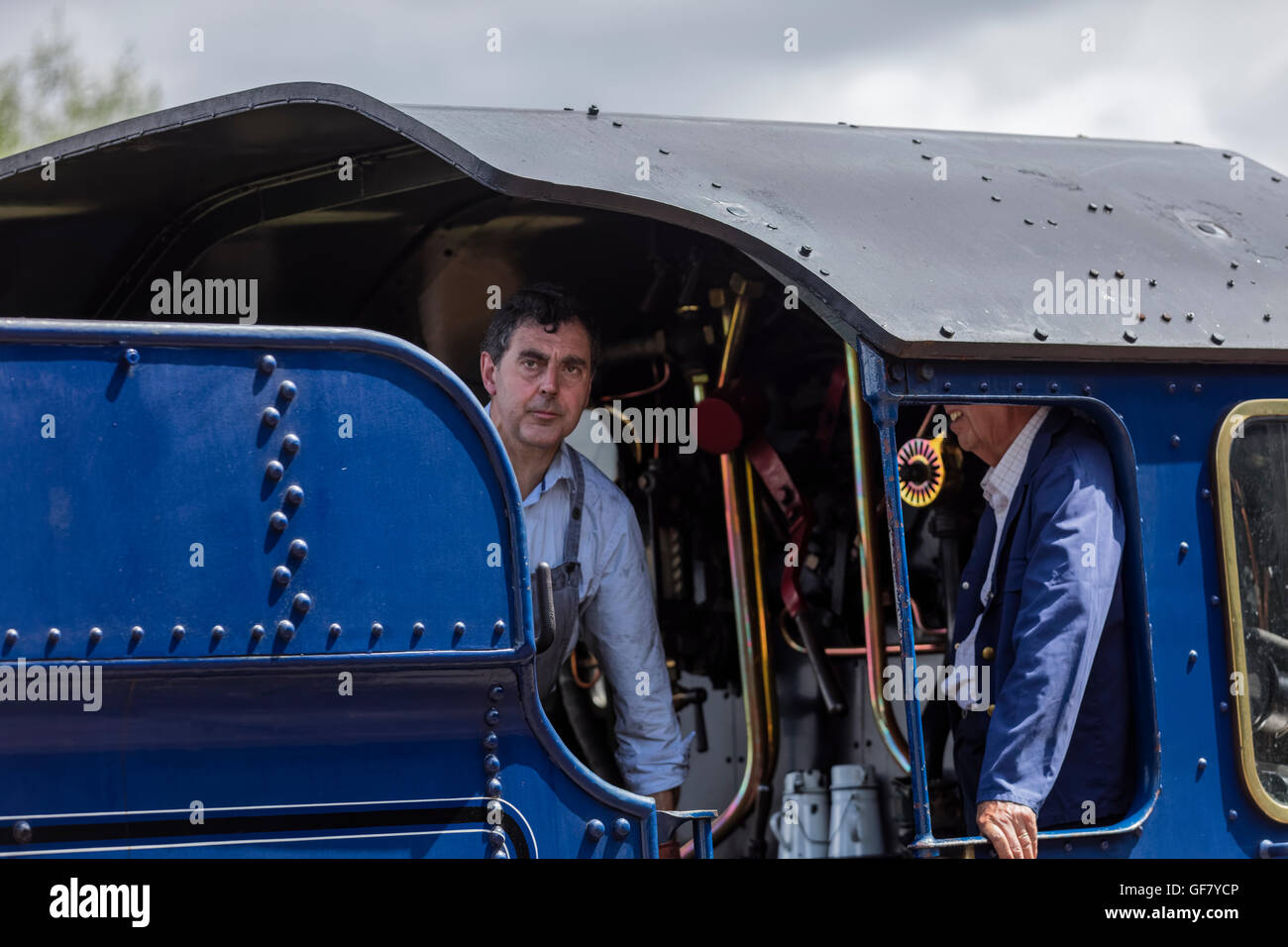 Train crew of the restored steam locomotive King Edward II at the ...