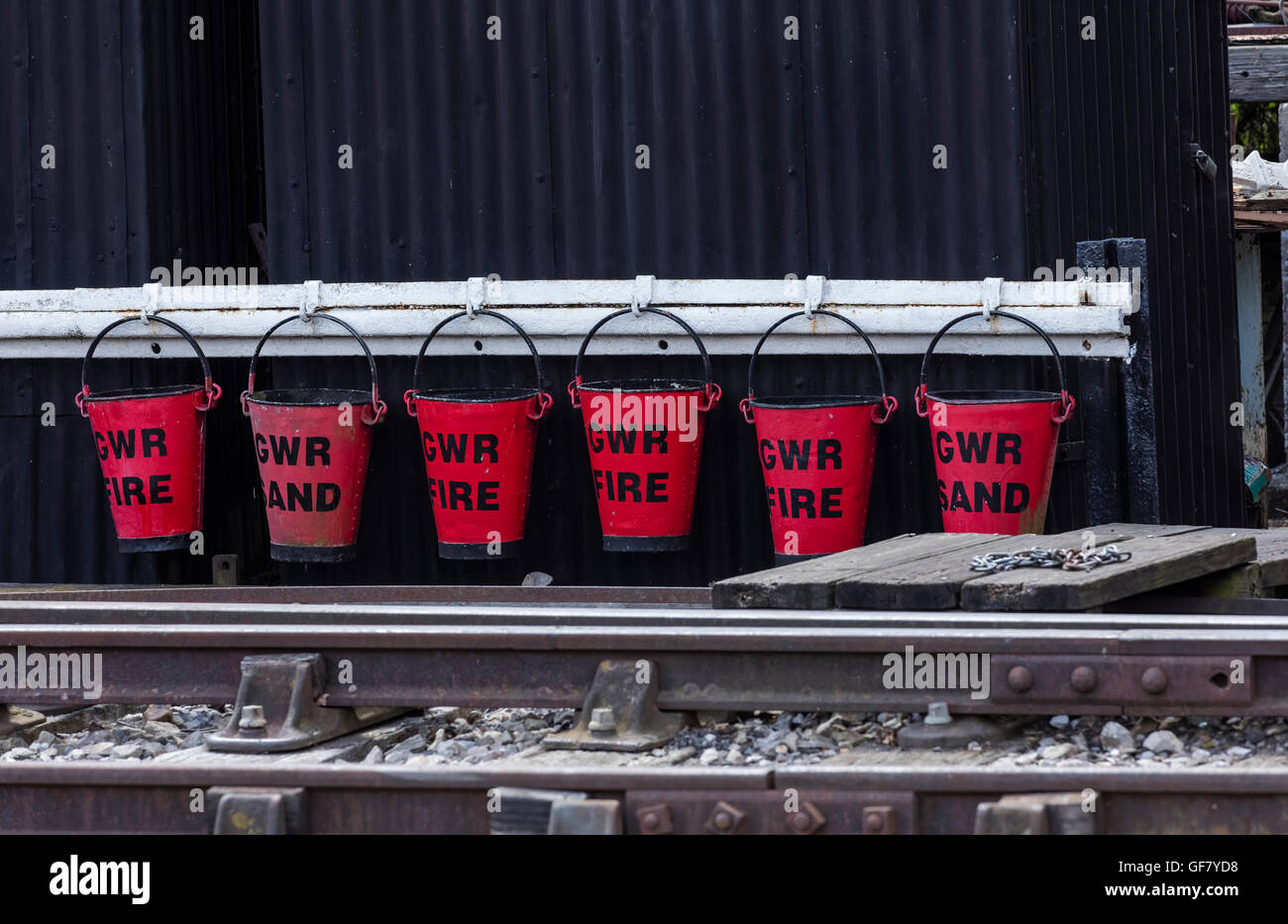Heritage red fire buckets hi-res stock photography and images - Alamy