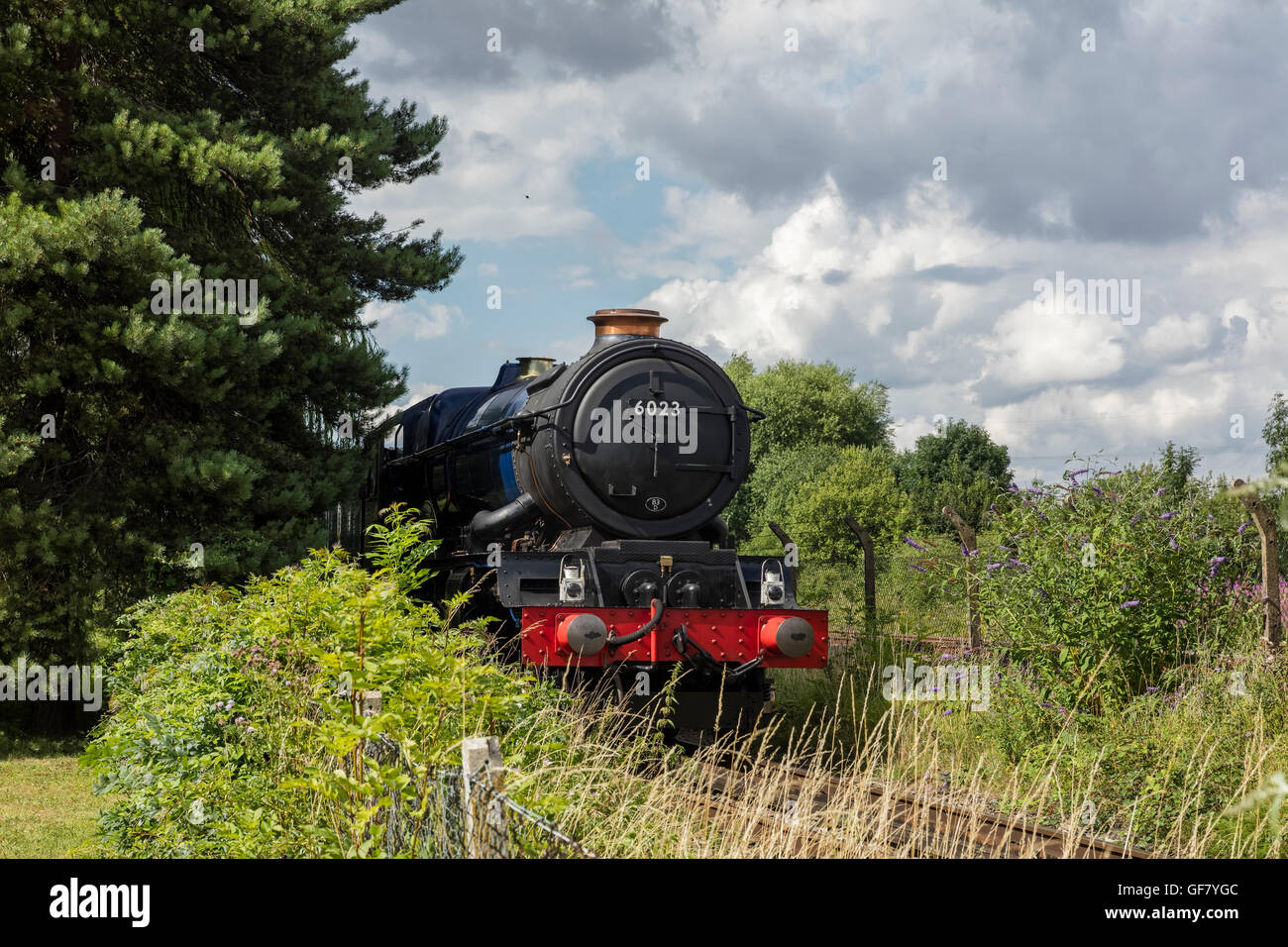 Restored King Edward II steam locomotive train engine on the track at ...
