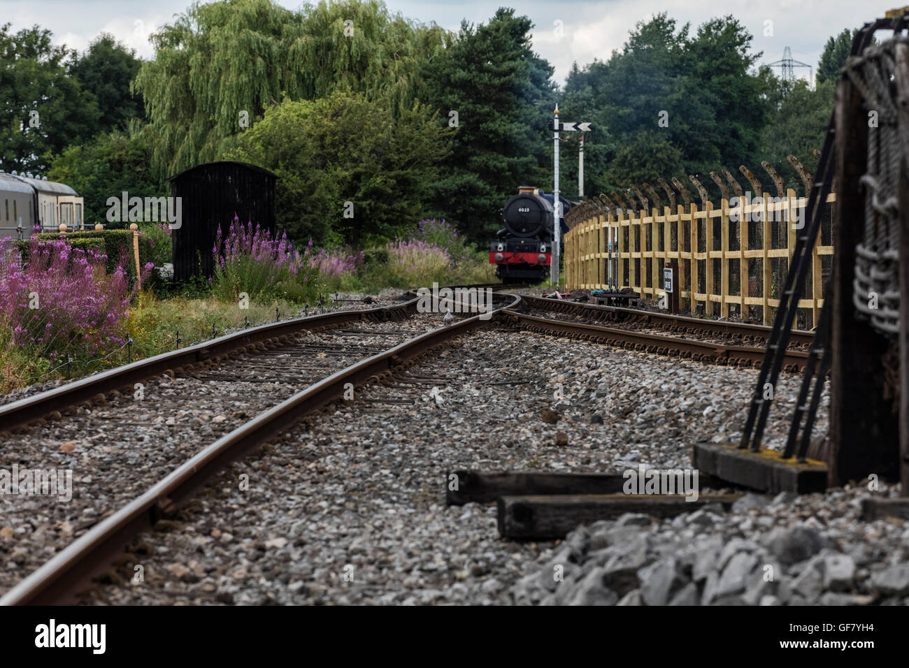 Restored King Edward II steam locomotive train on the track at the ...
