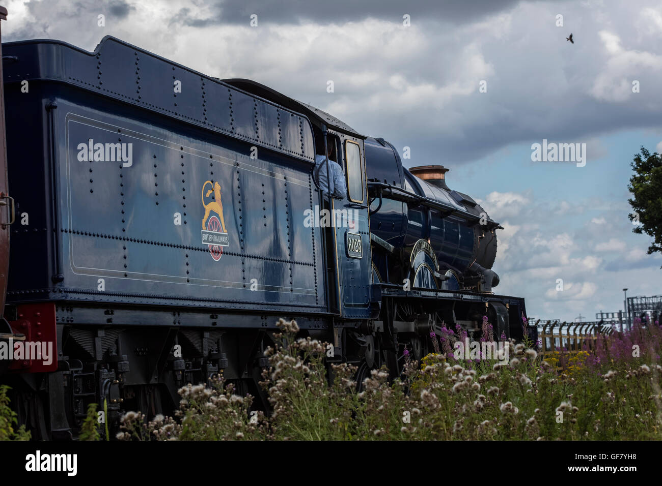 Restored King Edward II steam locomotive on the track with a red kit in ...