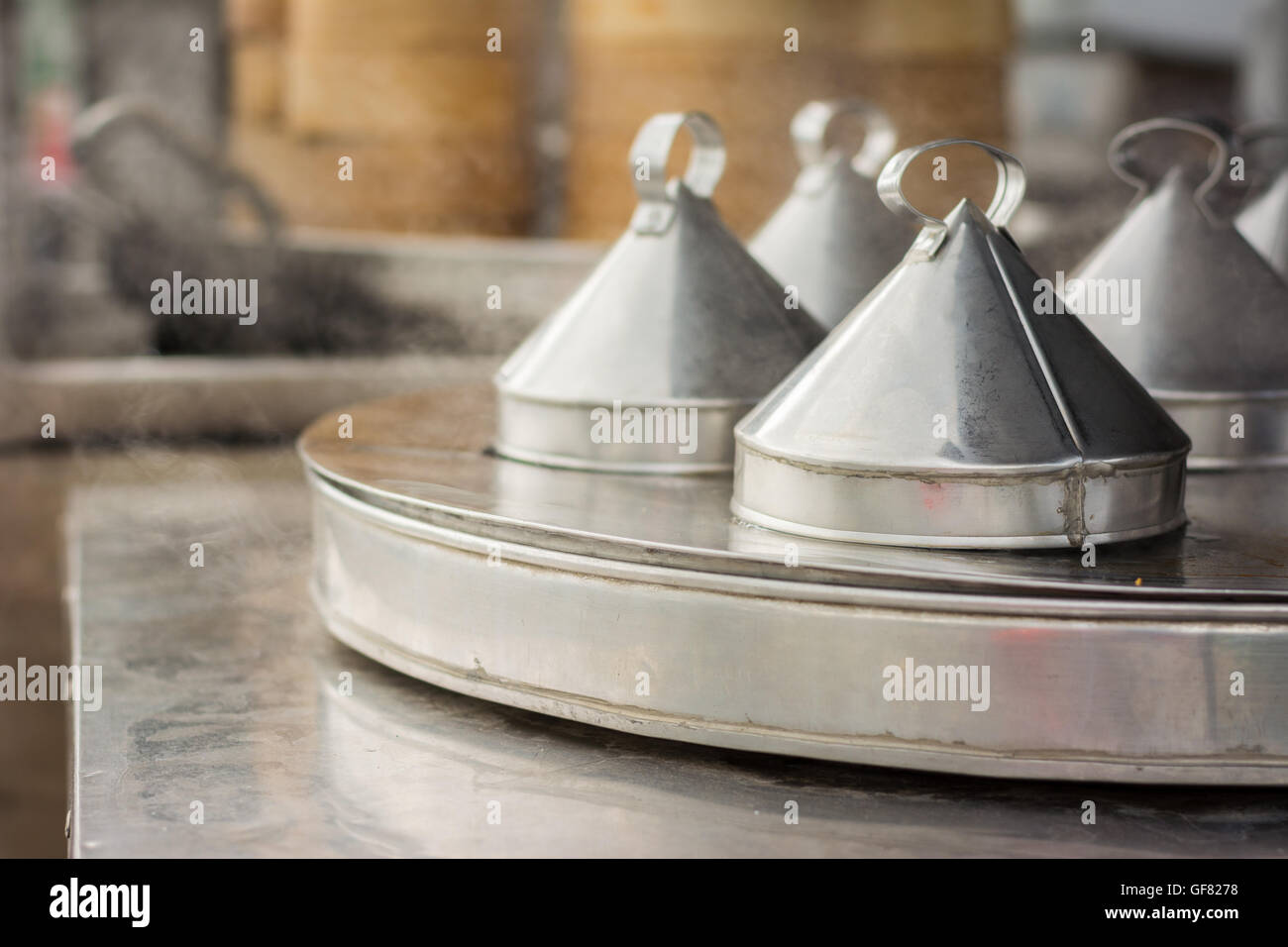 Tools for Dim sum steamers at a Chinese restaurant Stock Photo - Alamy
