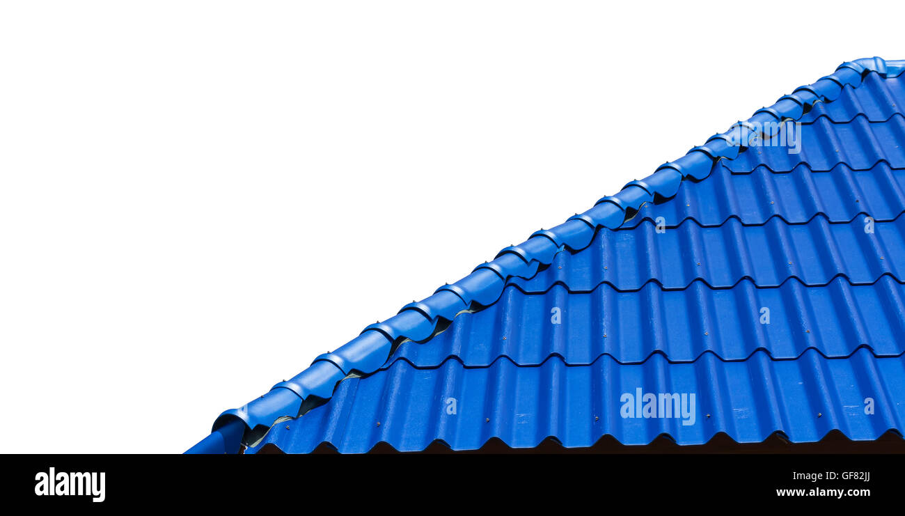 The blue pattern roof texture on white background Stock Photo - Alamy
