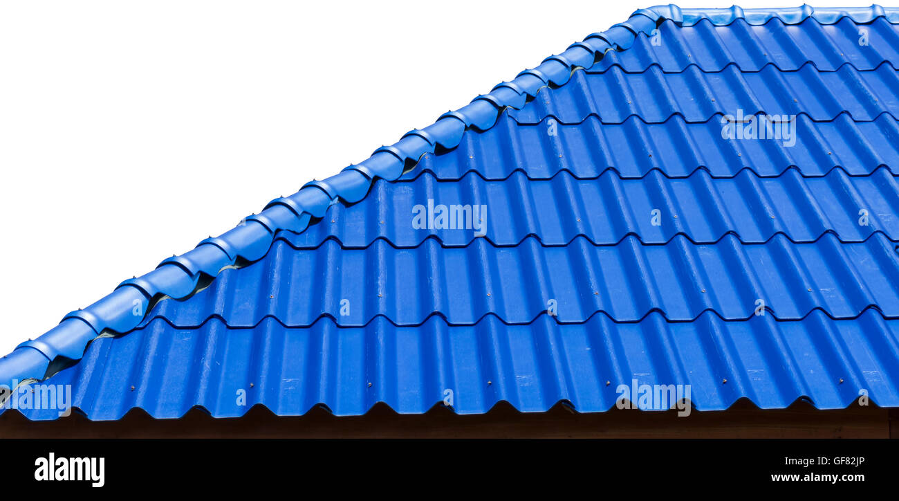 The blue pattern roof texture on white background Stock Photo - Alamy