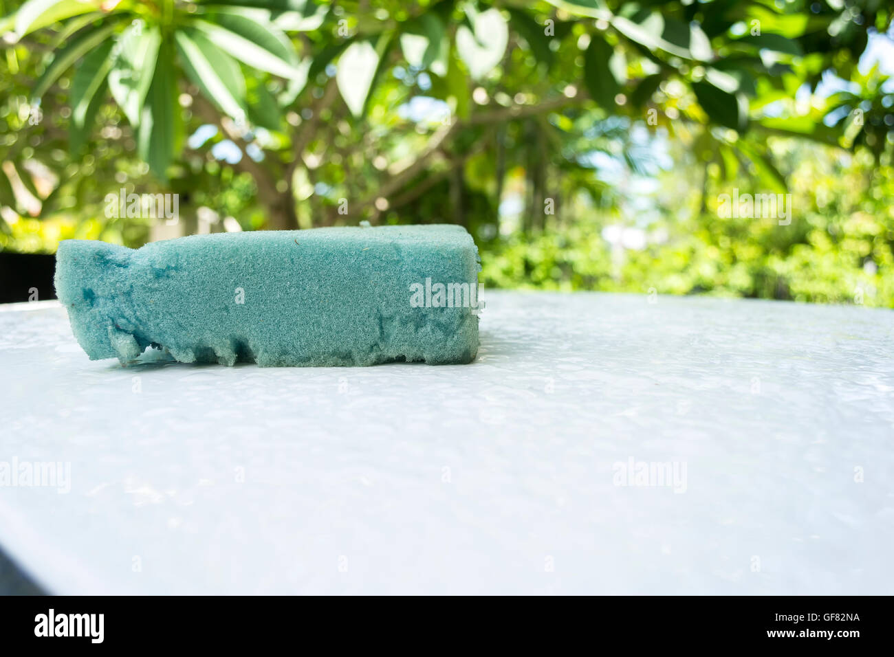 Aqua Sponge cleaning car wash Stock Photo - Alamy