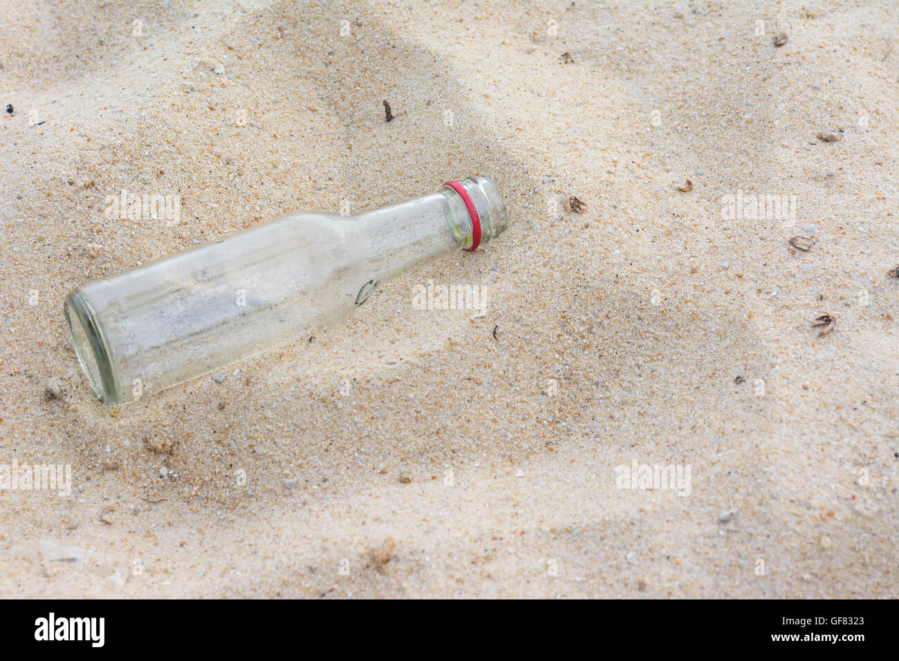 Empty water bottle on the beach background Stock Photo - Alamy