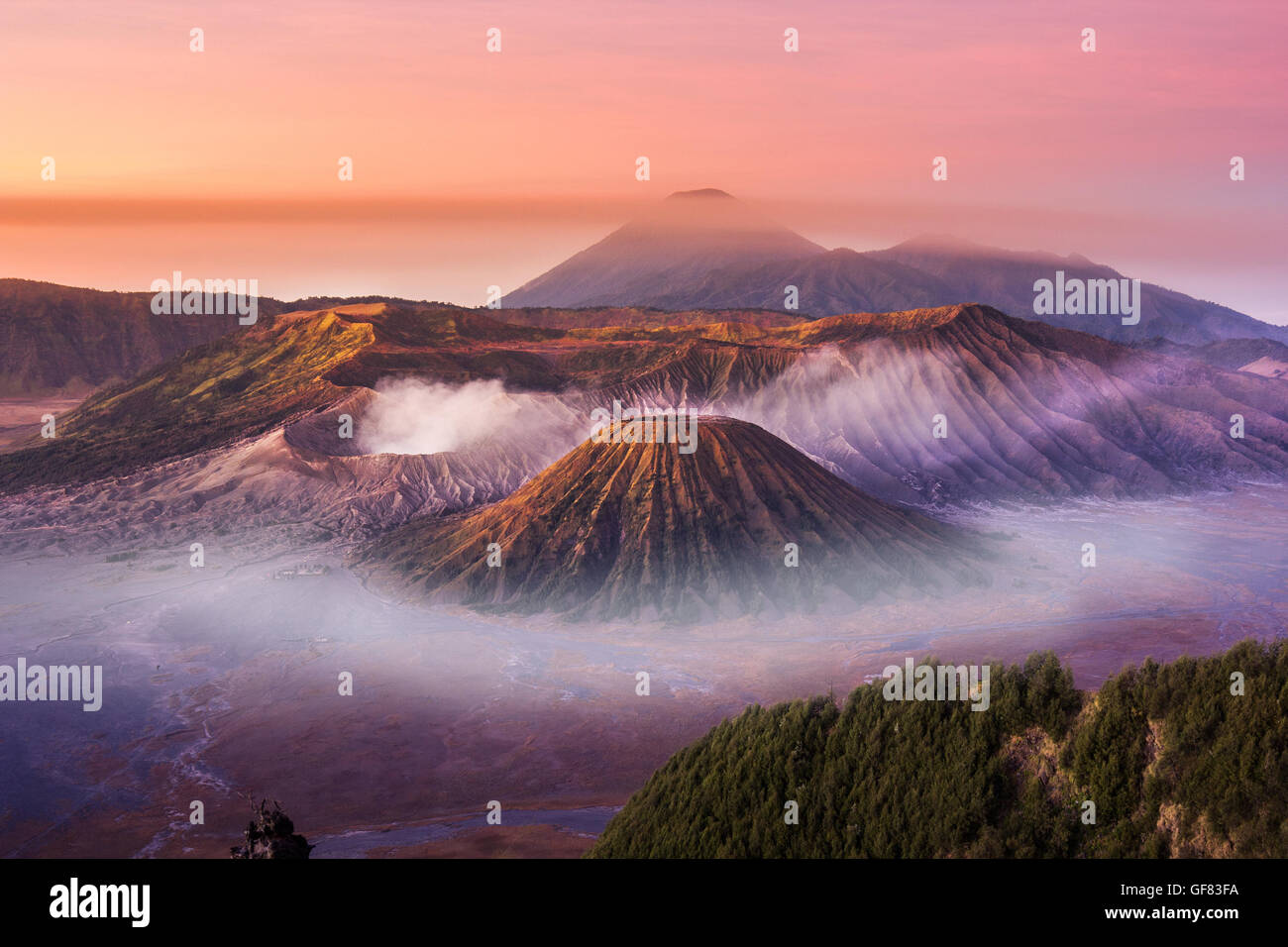 Mount Bromo twilight sky sunrise time with fog nature landscape ...