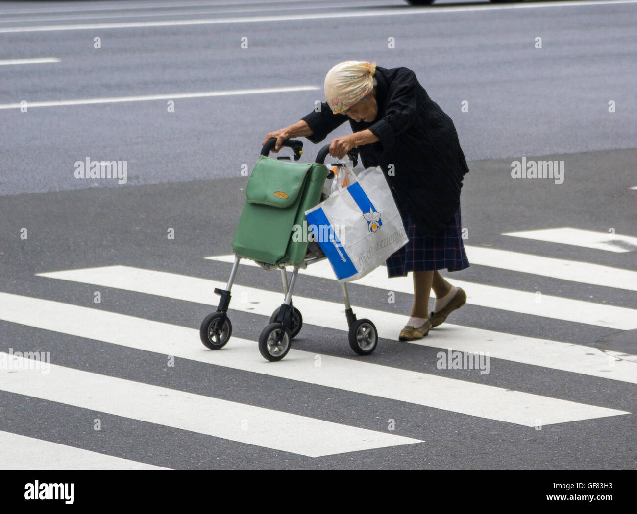 The Old Lady Crossing Street Old Woman Crossing Street With Bags,