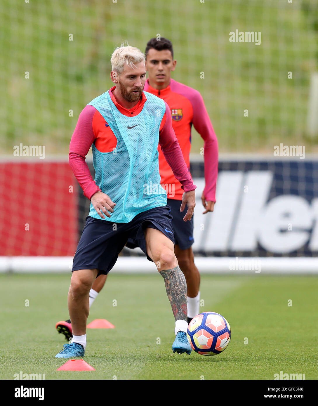 Barcelona's Lionel Messi during the training session at St George's ...