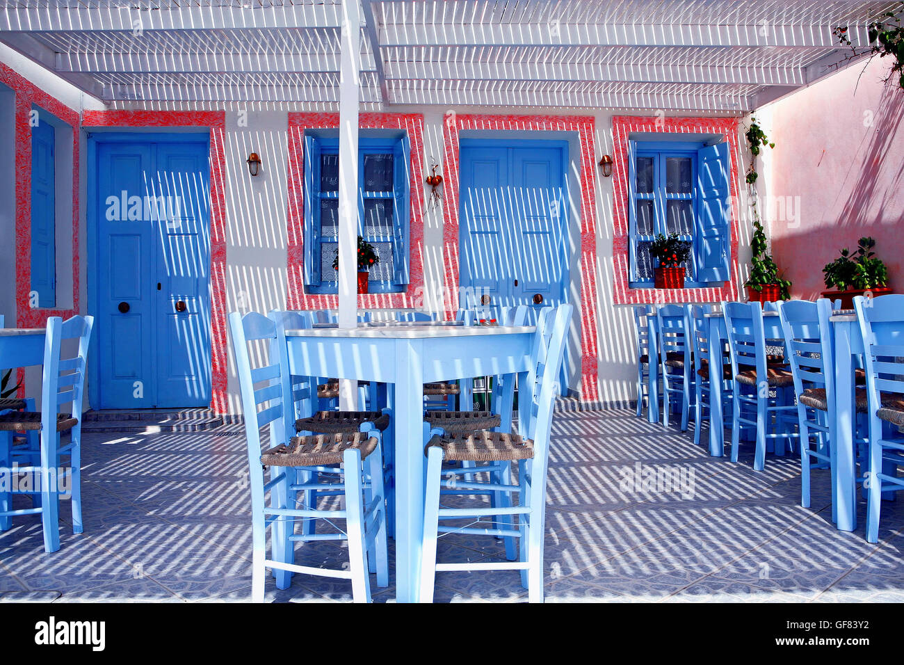 café in Santorini , Cyclades islands, Greece Stock Photo - Alamy