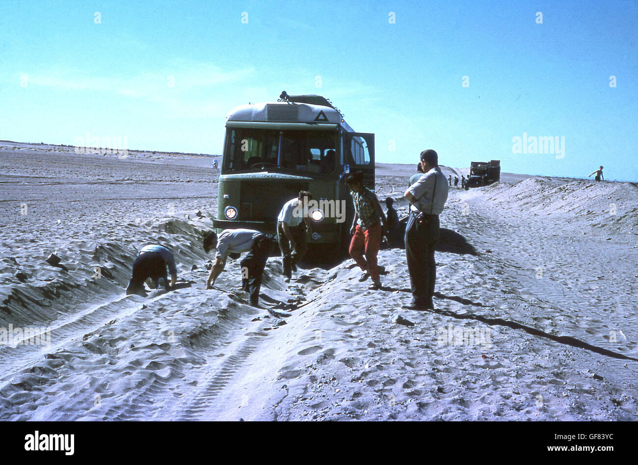 circa 1960, historical picture, showing passengers outside the trans ...
