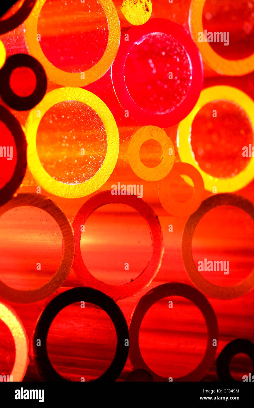 Macro view of colourful acrylic tubes in an abstract pattern Stock ...