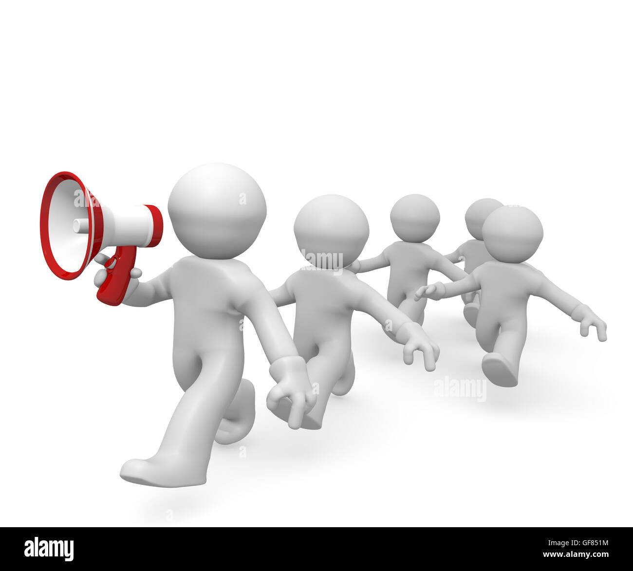 Leader and follower on a white background, business metaphor, 3d ...