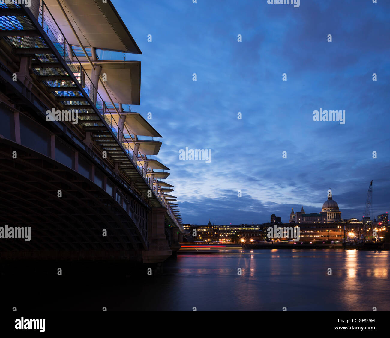 Exterior view showing roof structure and river. Blackfriars Station ...