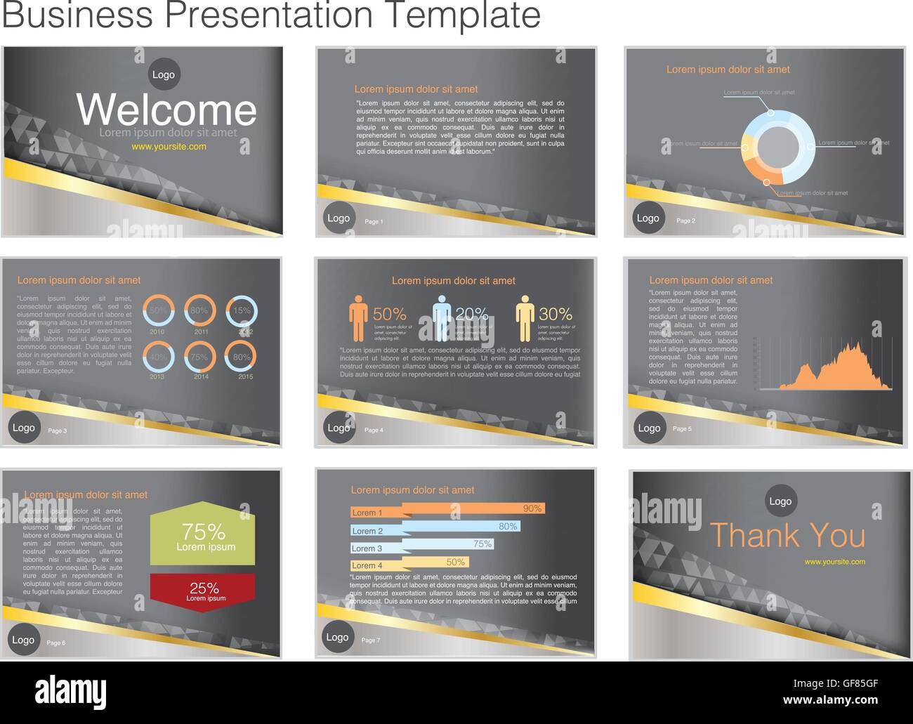 Set of 9 vector templates for presentation slides. Abstract ...