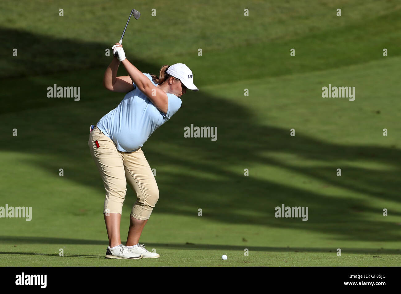 England's Liz Young who is competing whilst seven months pregnant ...