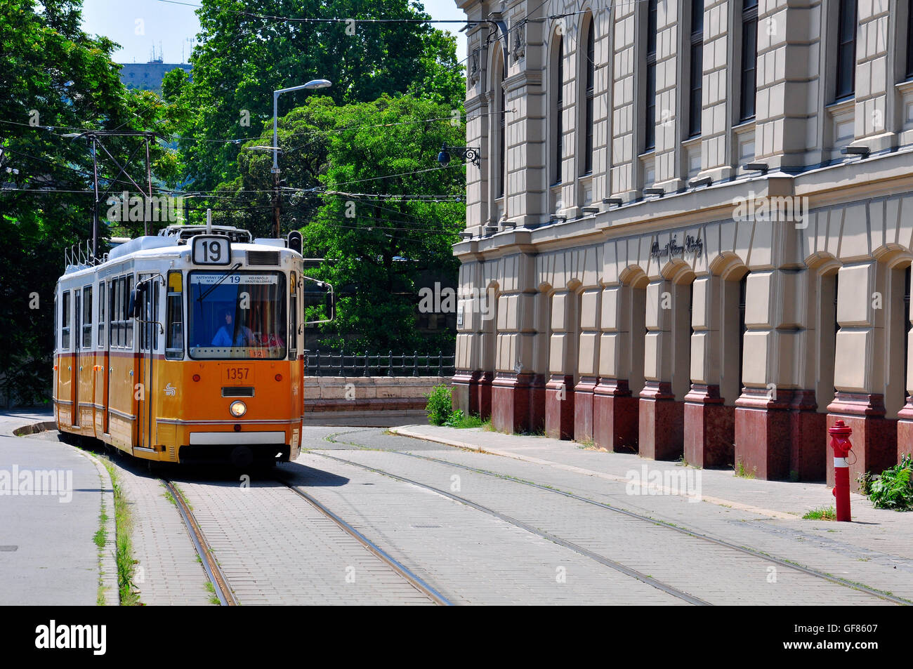 Budapest yellow tram Stock Photo - Alamy