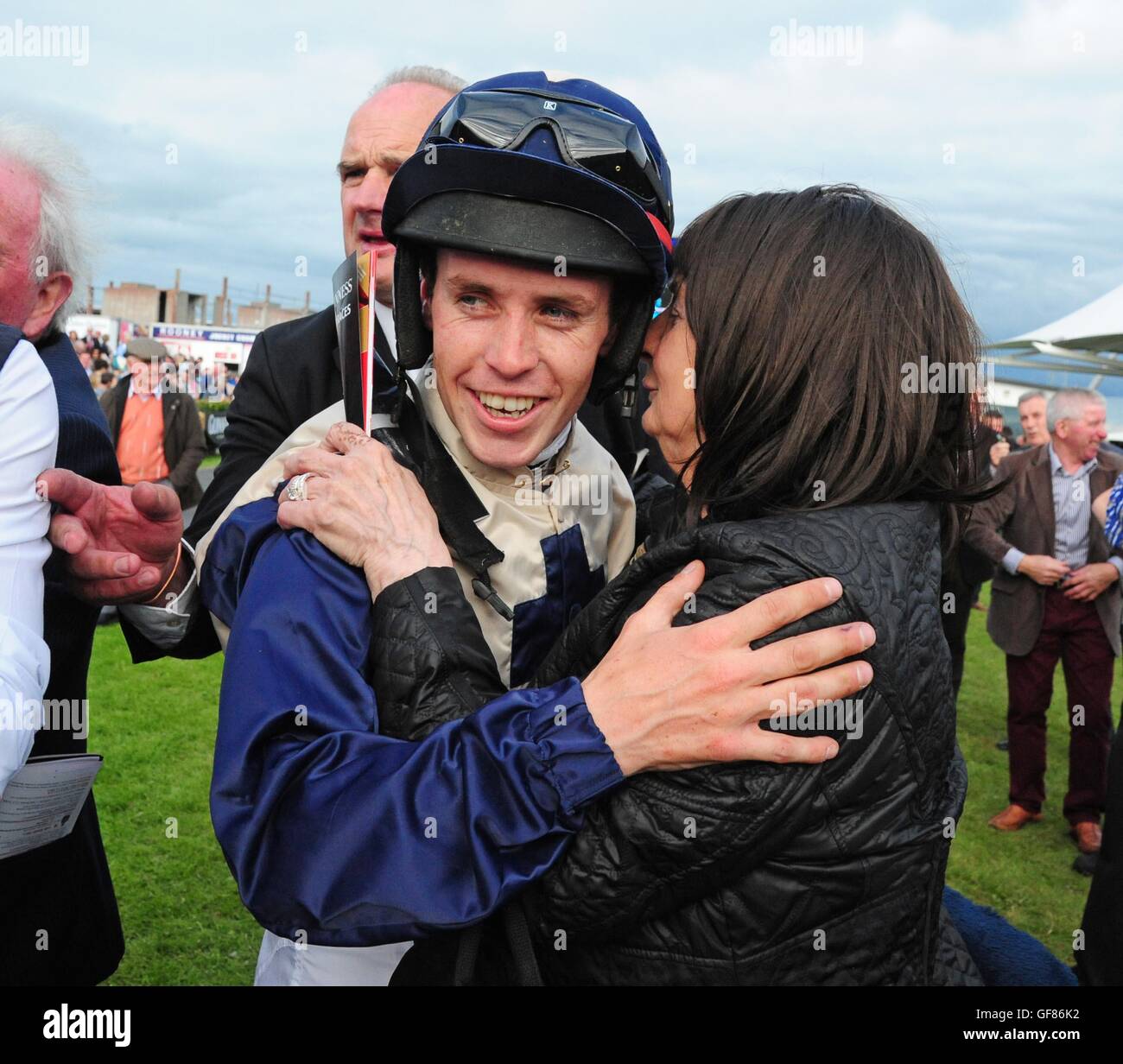 Jockey Leigh Roche with owner Patricia Regan after winning the Featured ...
