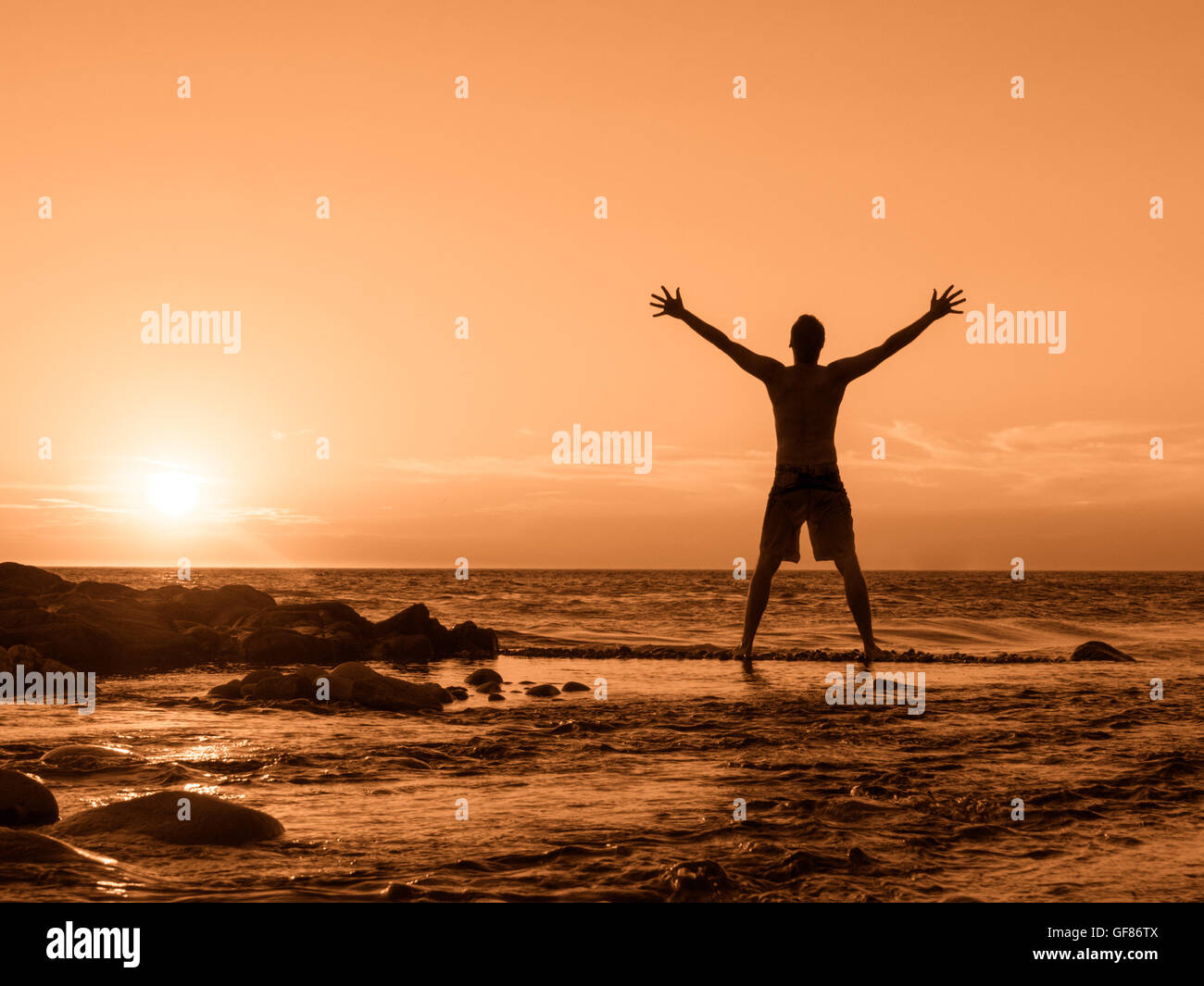 Energized man after batch in fresh water river hitting Gulf of St ...