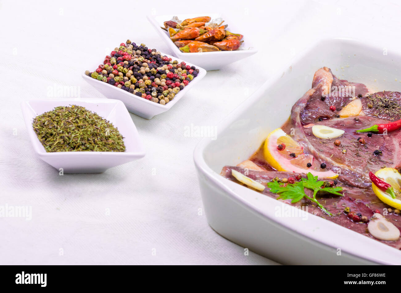 Steaks of red meat , marinated with emulsion of lemon juice and olive ...