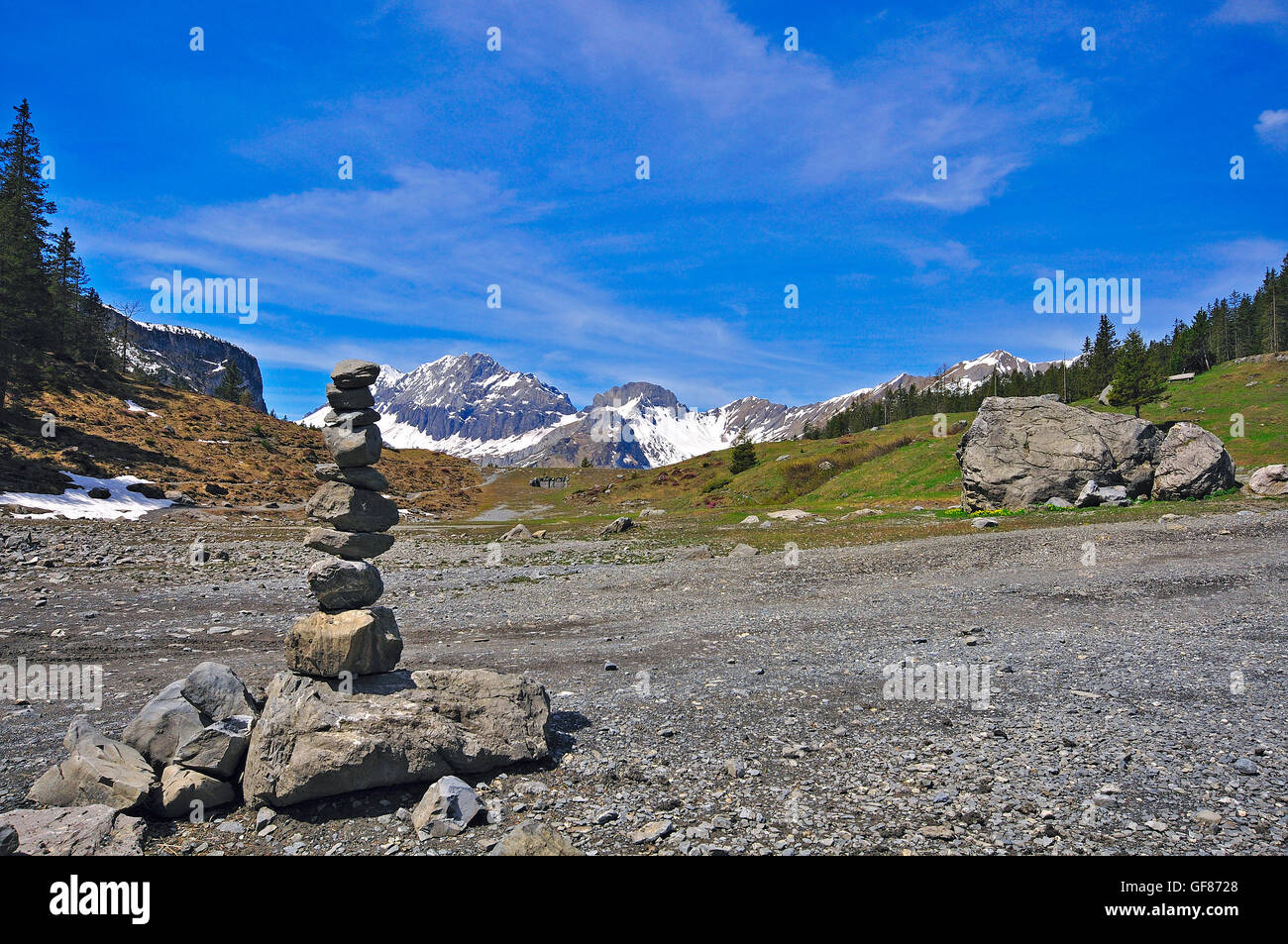 Stones pyramid, Alps, Switzerland Stock Photo - Alamy