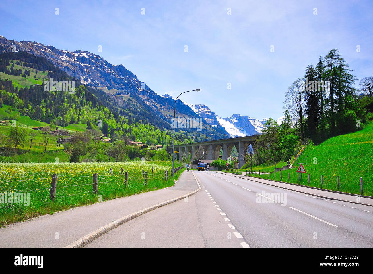 viaduct and road in Alps, Switzerland Stock Photo - Alamy