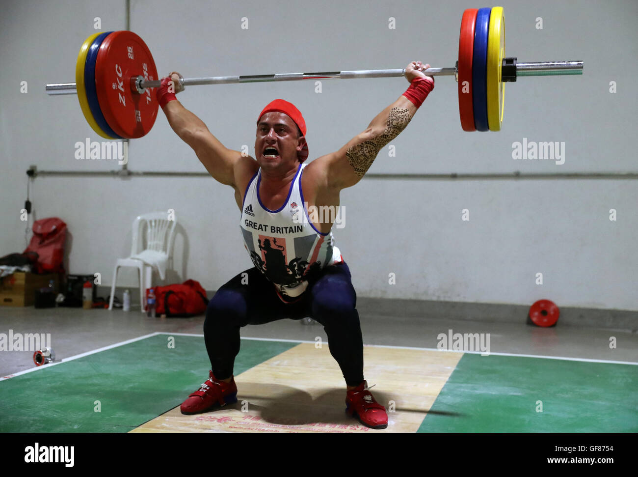 Weightlifter Sonny Webster at the team training camp in Belo Horizonte ...