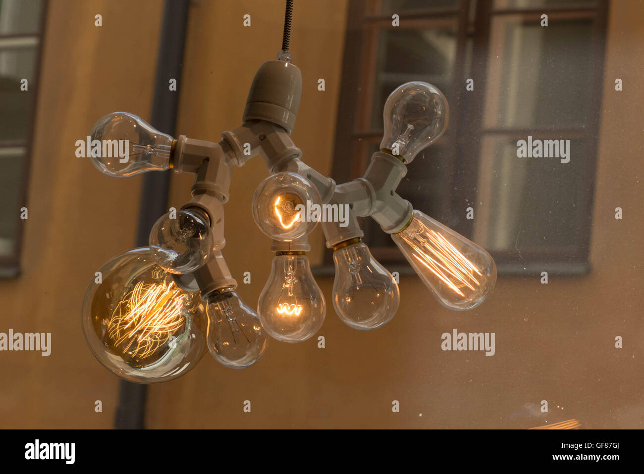 modern light fixtures with filament bulbs Stock Photo - Alamy