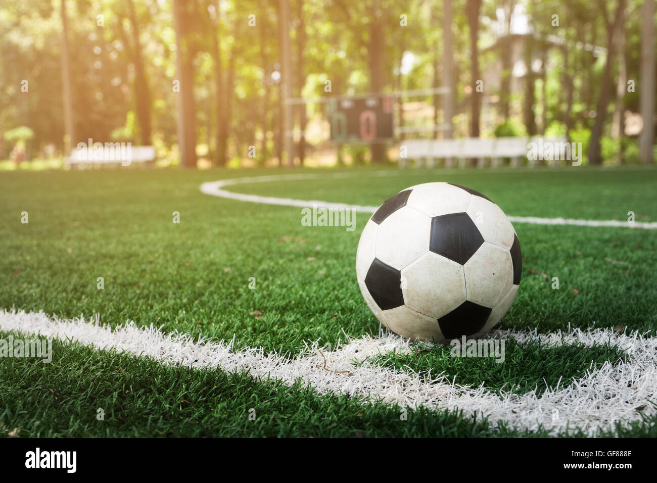 soccer ball on soccer field Stock Photo - Alamy
