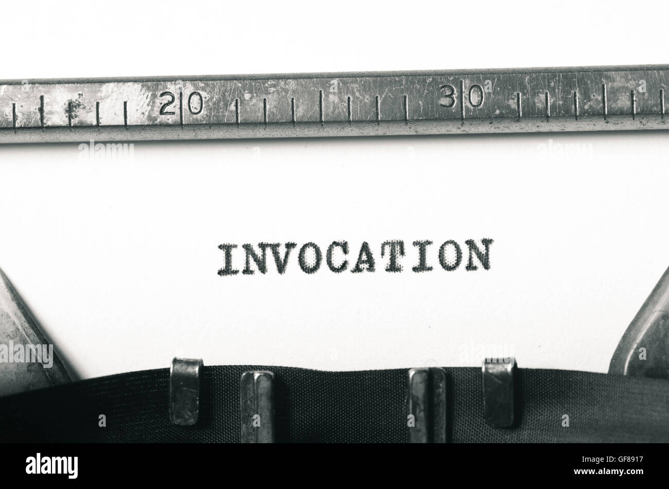 word invocation typed on old typewriter Stock Photo - Alamy