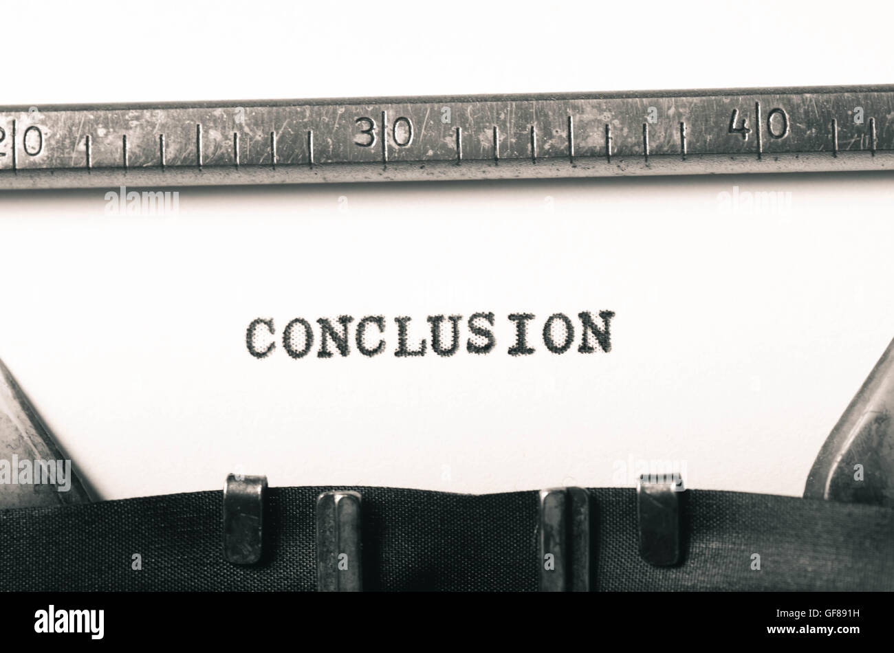 Word conclusion typed on old hi-res stock photography and images - Alamy