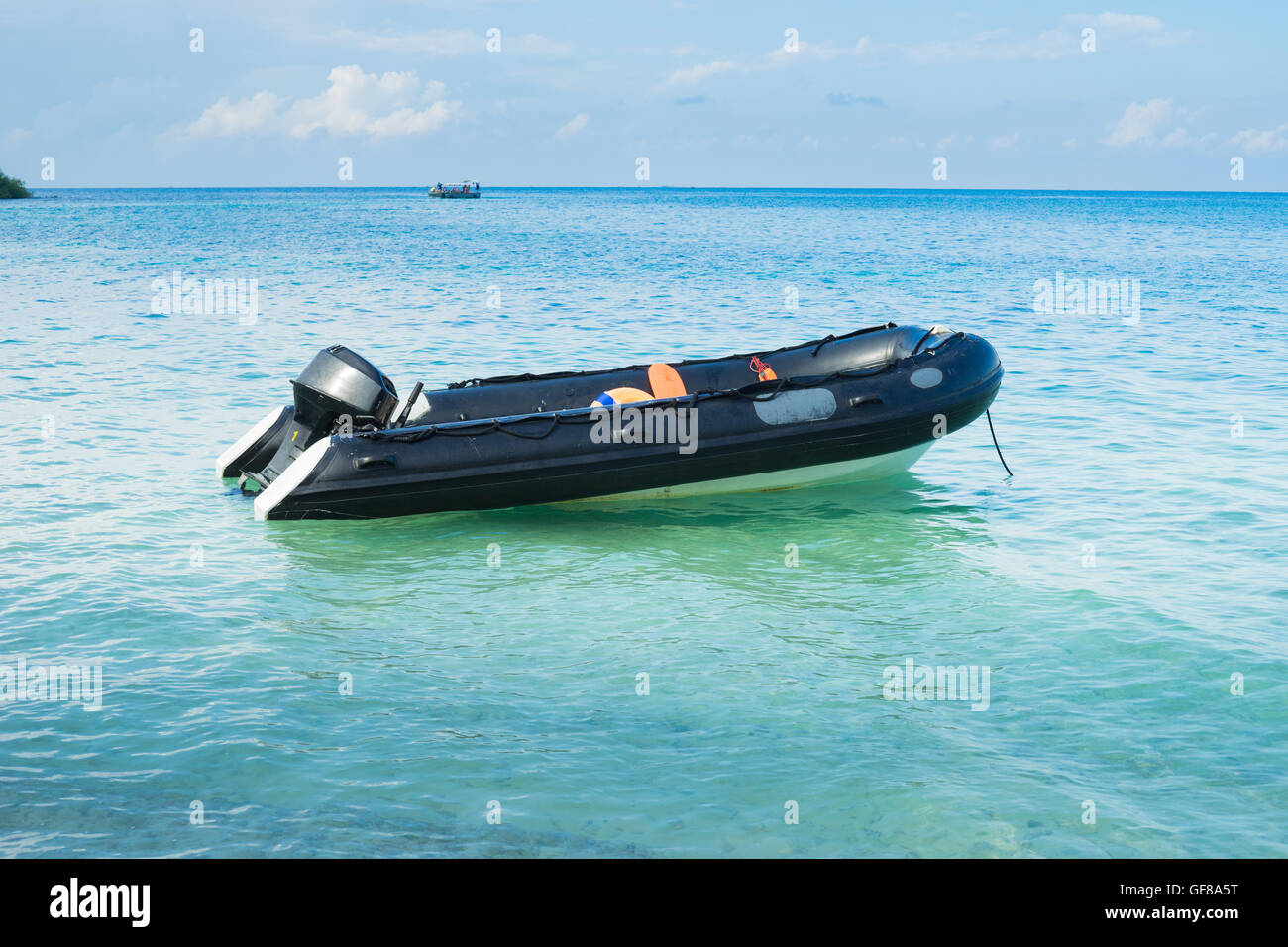 Black inflatable boat Stock Photo - Alamy