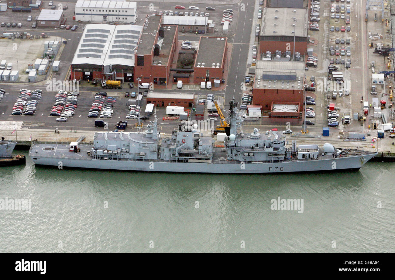 Portsmouth Naval Base, Britain 09.01.07 Type 23 frigate HMS Kent Stock ...