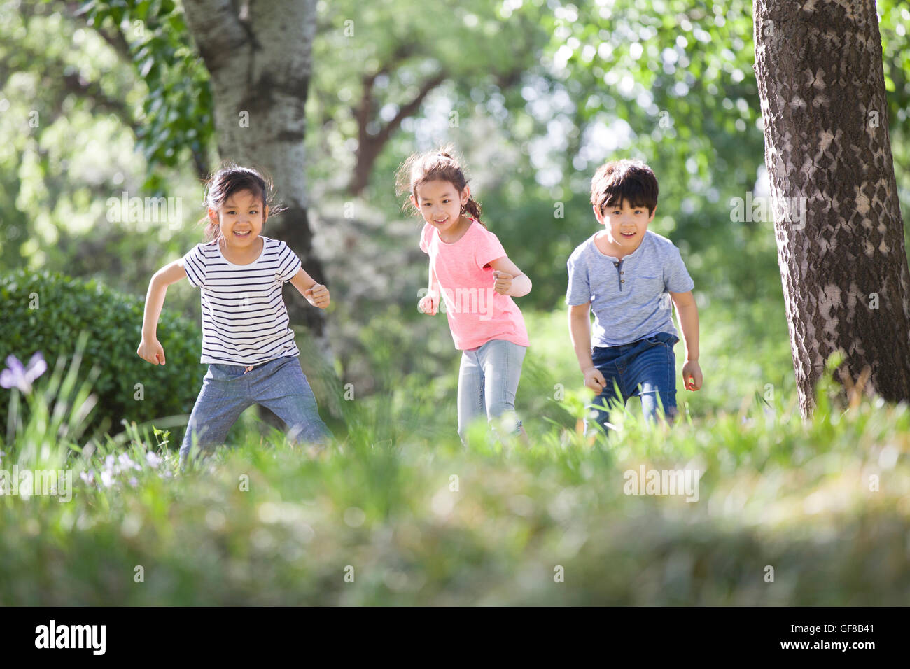 Children running park race racing hi-res stock photography and images ...
