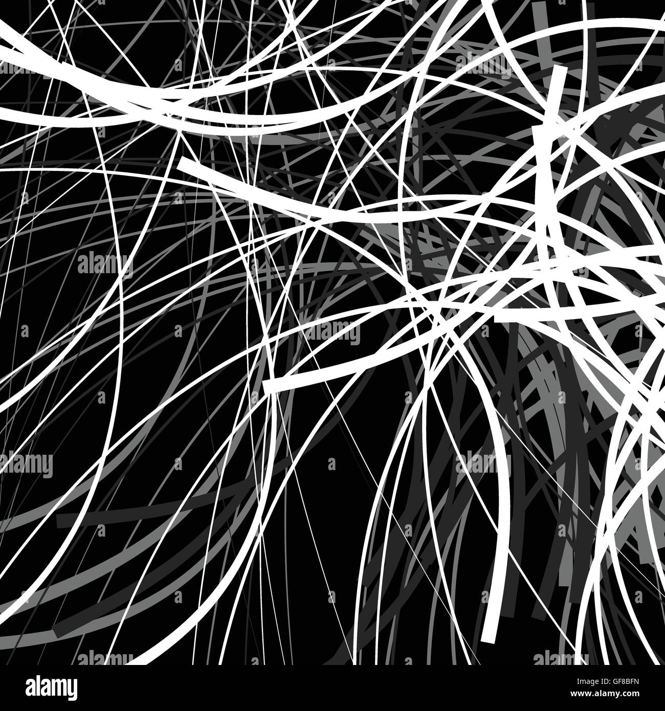 Artistic pattern with random, chaotic curved lines, distorted ...