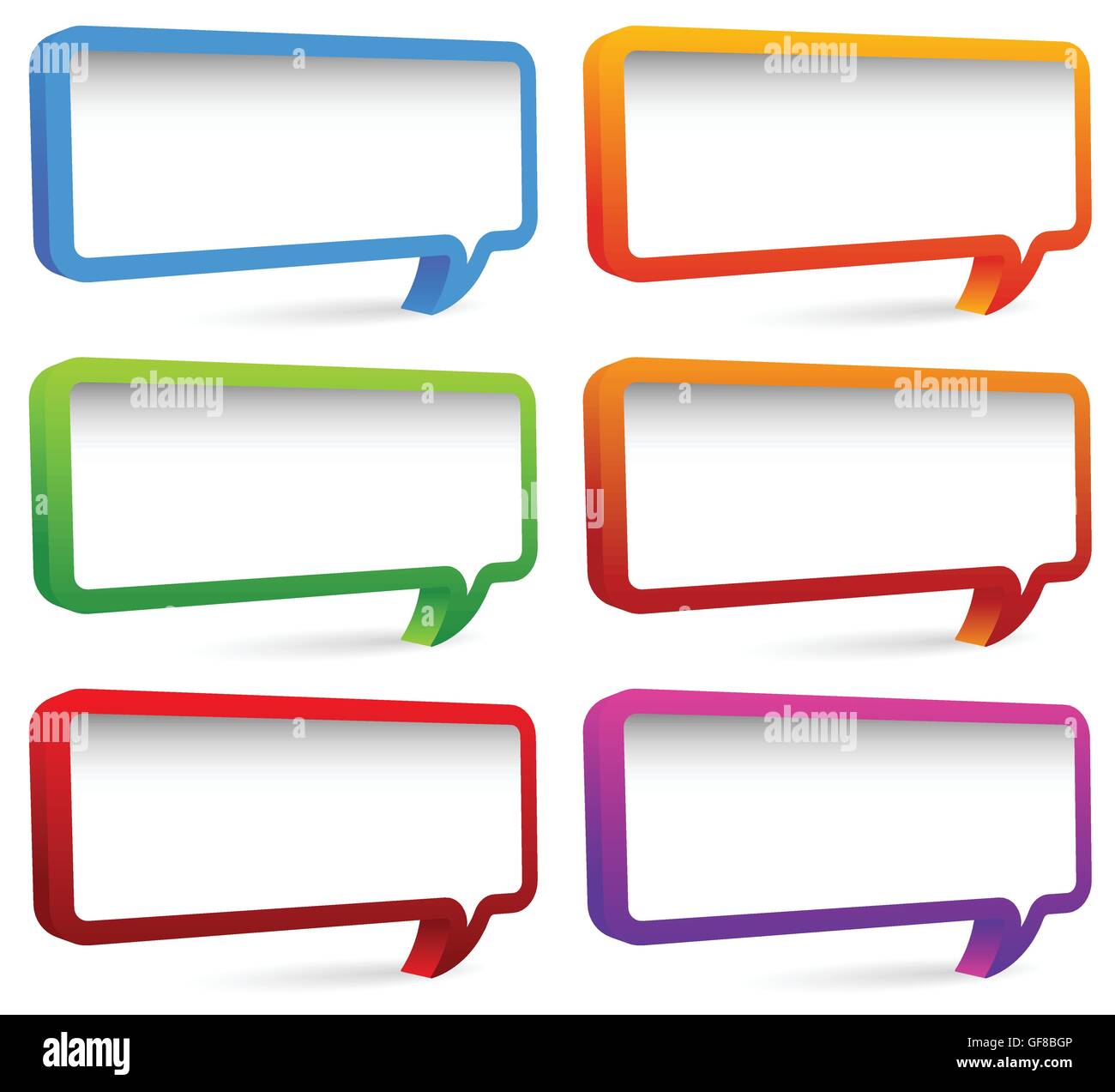 Set of colorful rectangular speech bubbles with empty space Stock ...