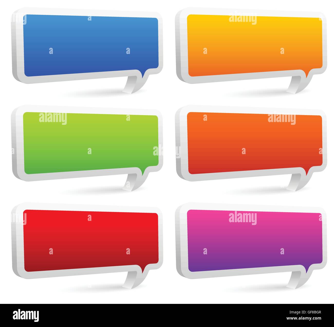 Set of colorful rectangular speech bubbles with empty space Stock ...