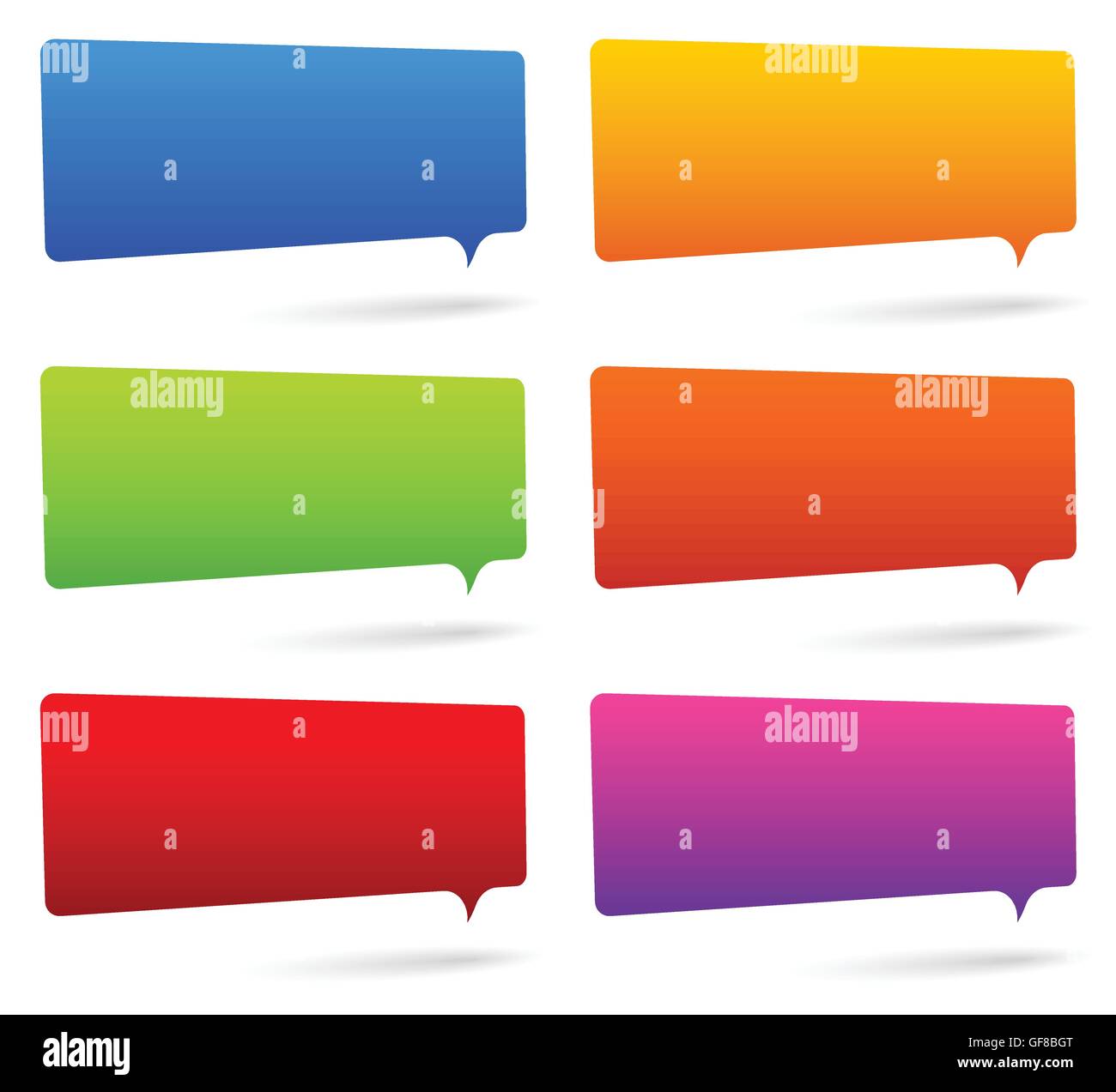 Set of colorful rectangular speech bubbles with empty space Stock ...