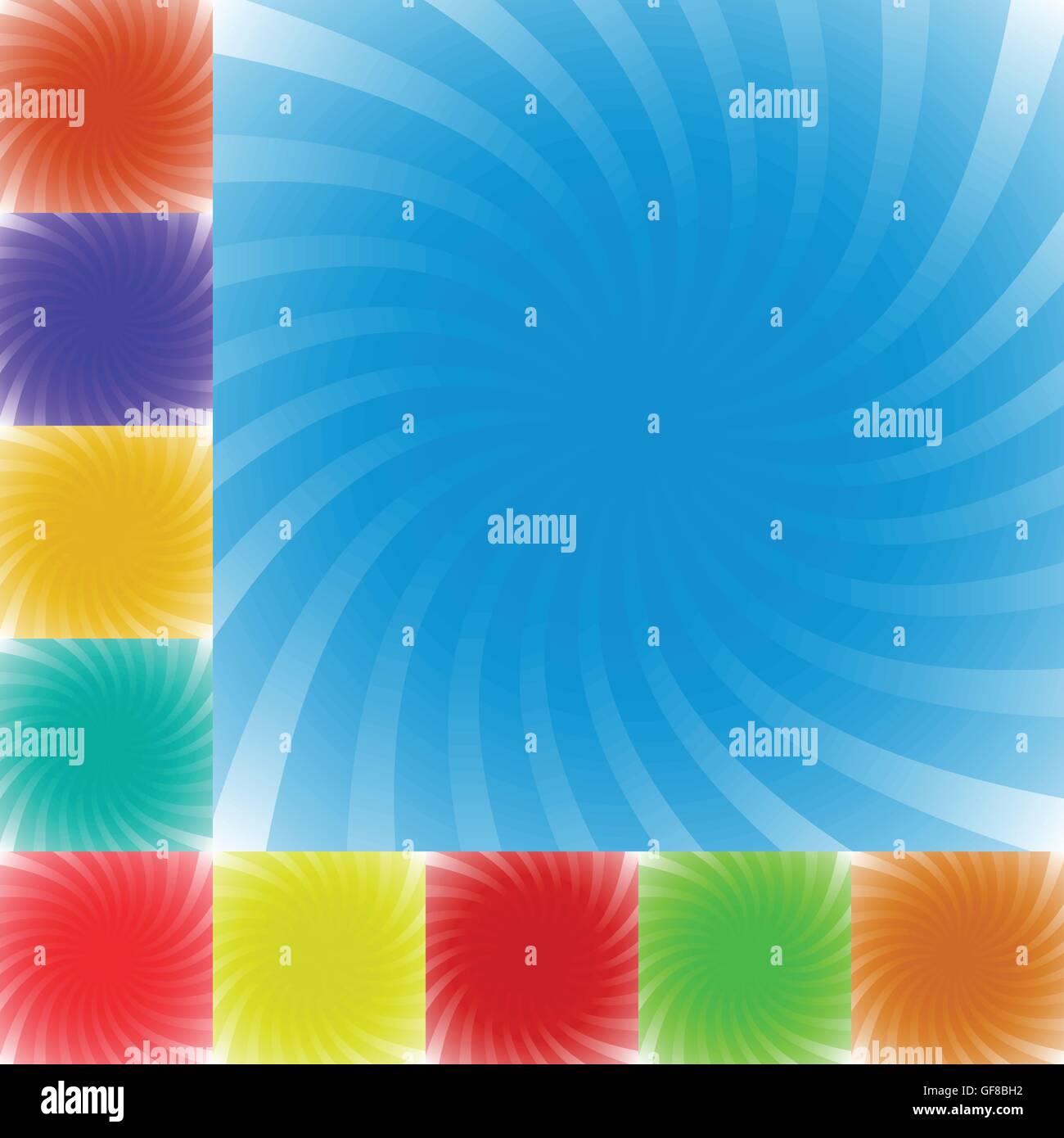 Twist, spiral background, pattern set in 9 colors. Radiating ...