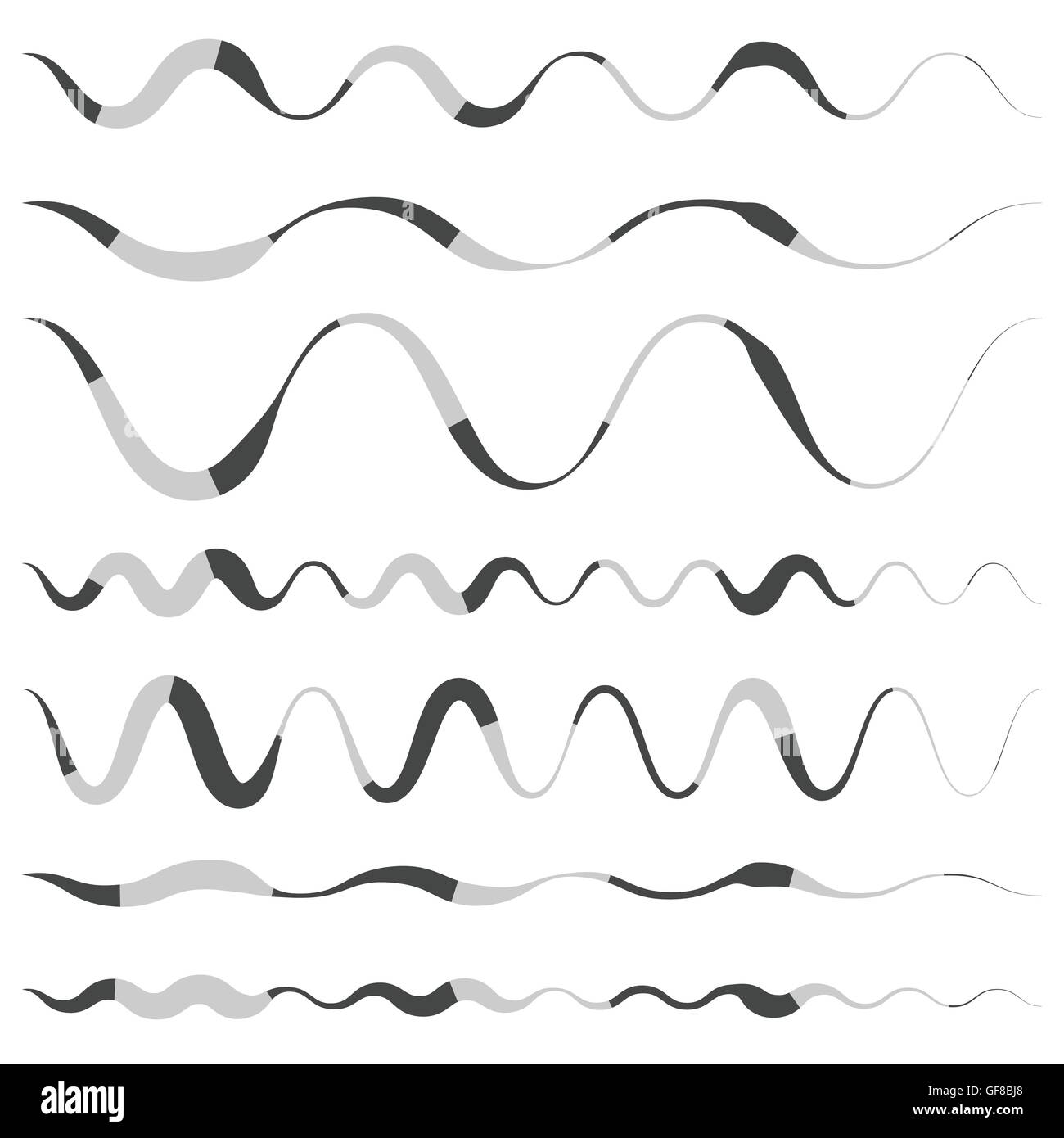 Set of various wavy, curved dashed line, stripe elements Stock Vector ...
