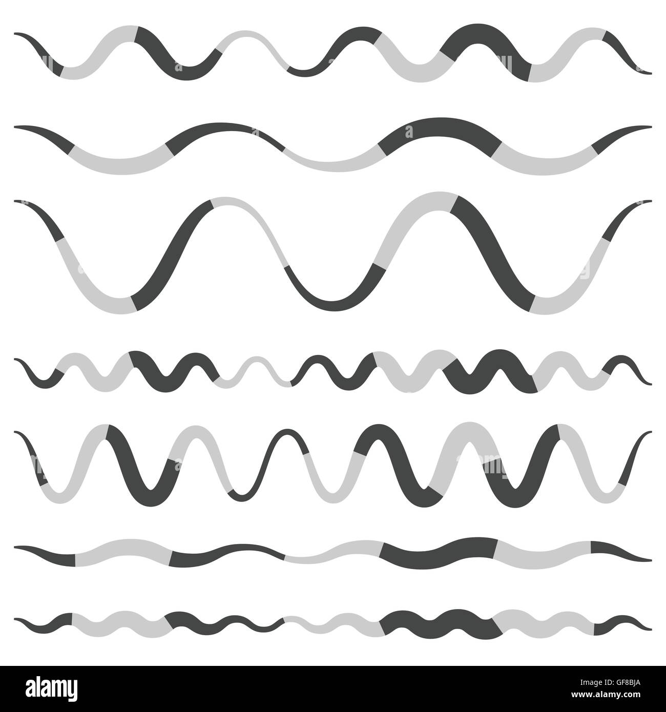 Set of various wavy, curved dashed line, stripe elements Stock Vector ...