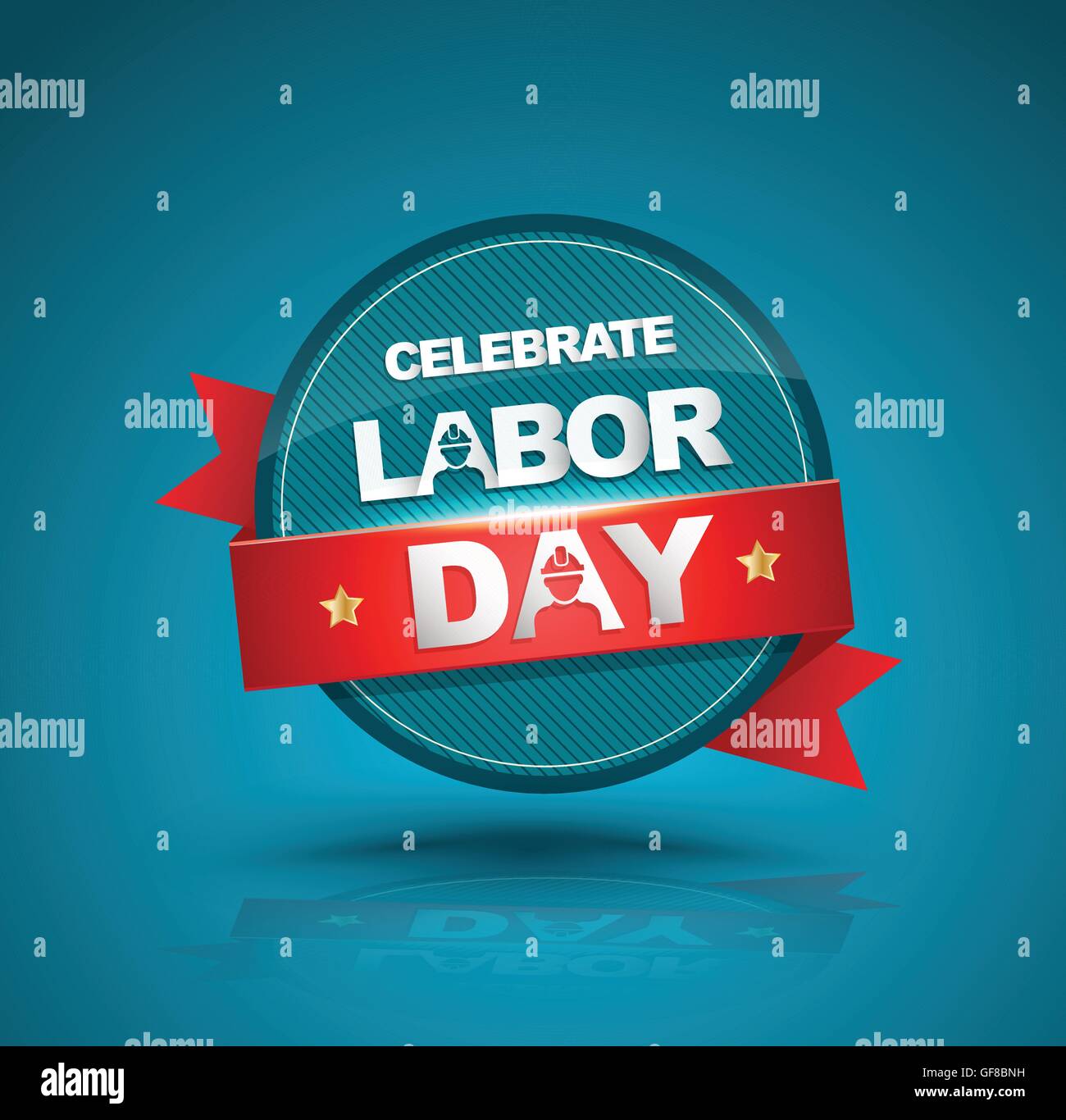 Celebrate labor day badge with red ribbon. Vector illustration Stock ...